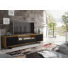 17 Stories 200cm Modern Tv Unit With Oak Body & Black Matt Wave-front ...