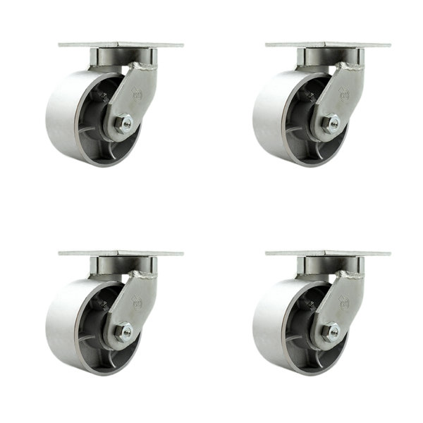 Service Caster 4 Piece Heavy Duty Semi Steel Cast Iron Caster Set | Wayfair