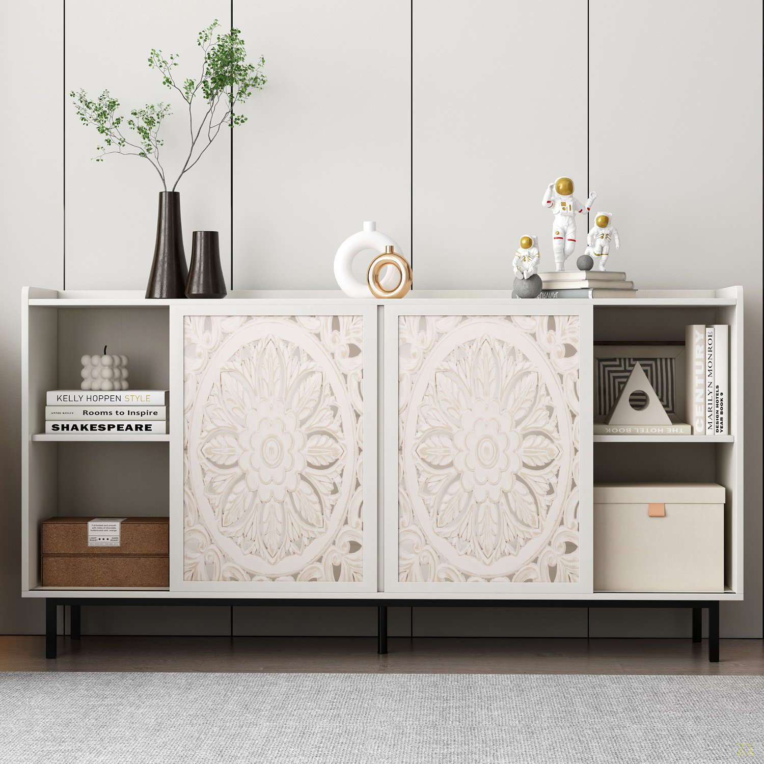 Ebern Designs Living Room Furniture Mid Century Modern Tv Stand Kitchen Storage Curio Buffet ...