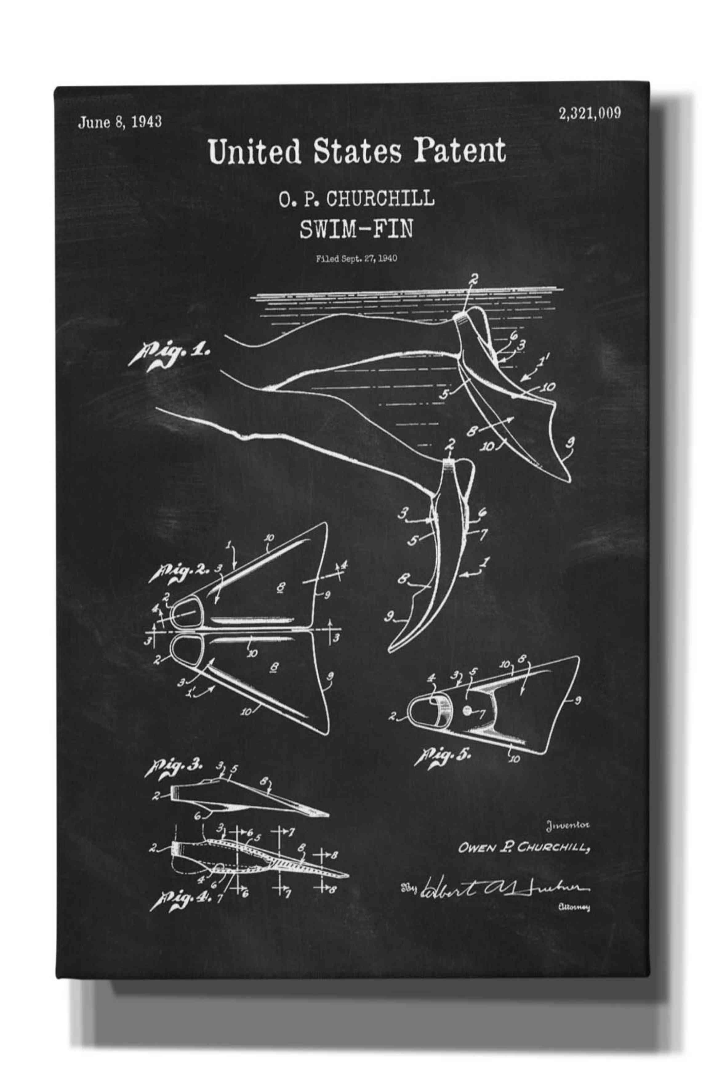 Williston Forge Swim Fin Blueprint Patent Chalkboard - Wrapped Canvas ...