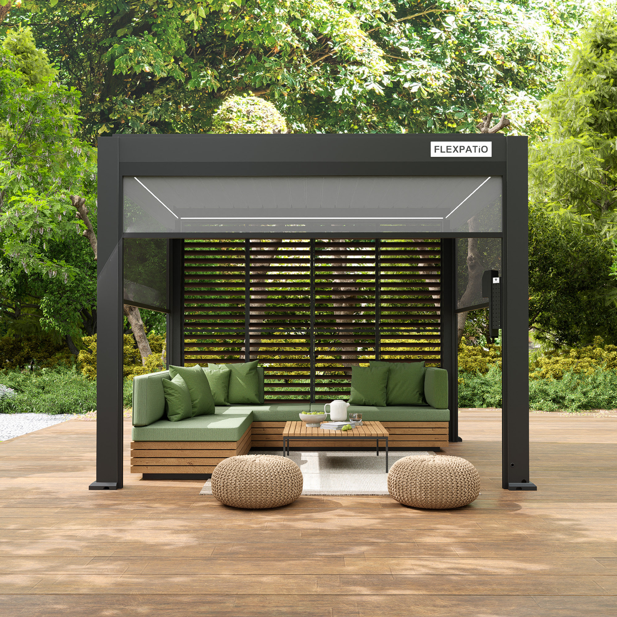 Flexpatio 13 Ft. W X 13 Ft. D Power+ Pro Pergola W/ Motorized Roof + 3 ...