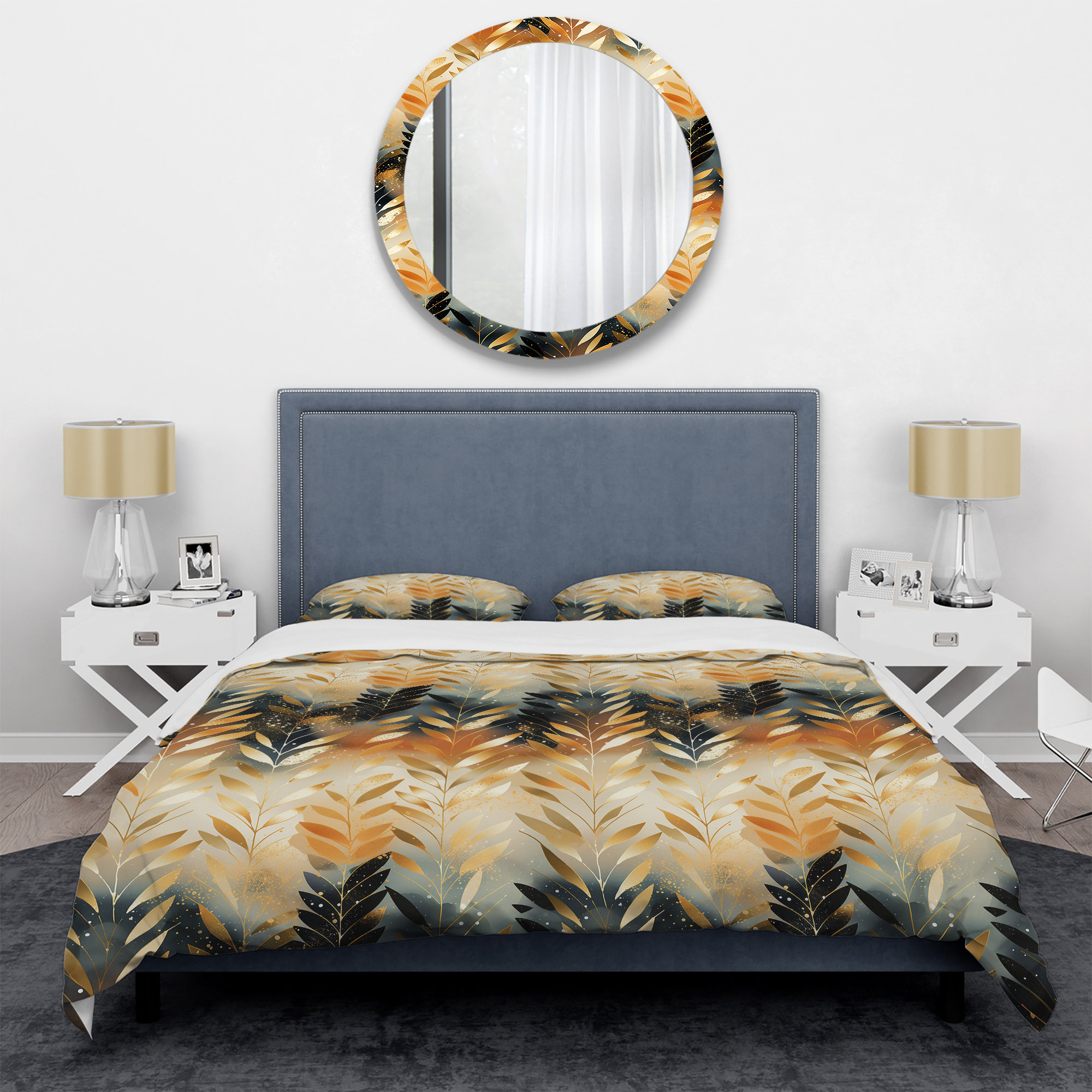 Design Art Goldern Gilded Chevron Reverie I - Chevron Duvet Cover Set ...