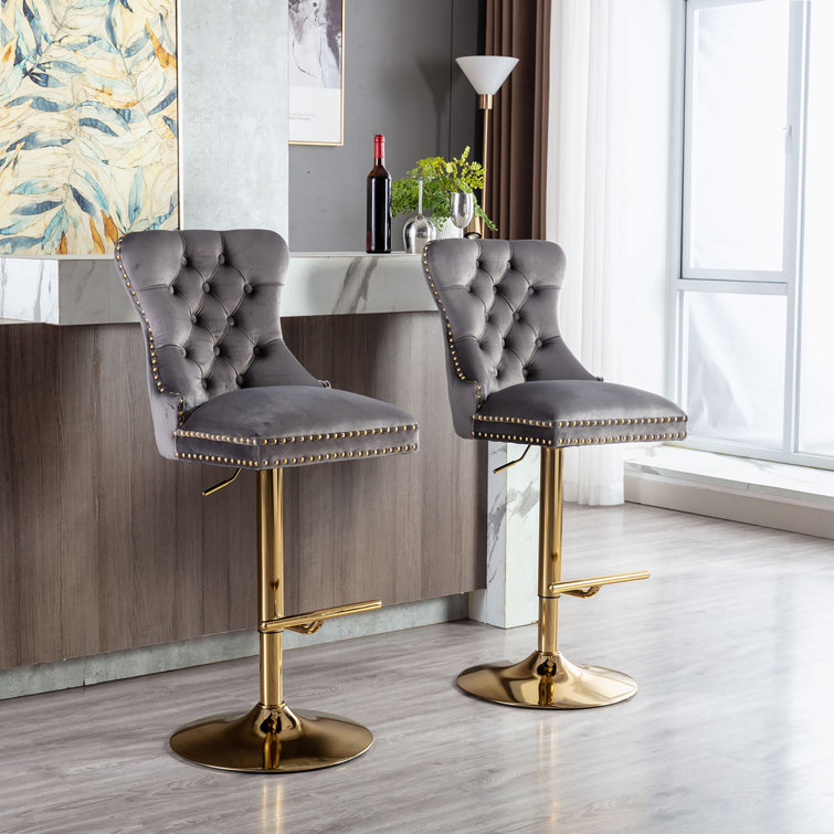 Rosdorf Park Swivel Upholstered Adjustable Height Counter Stool with ...