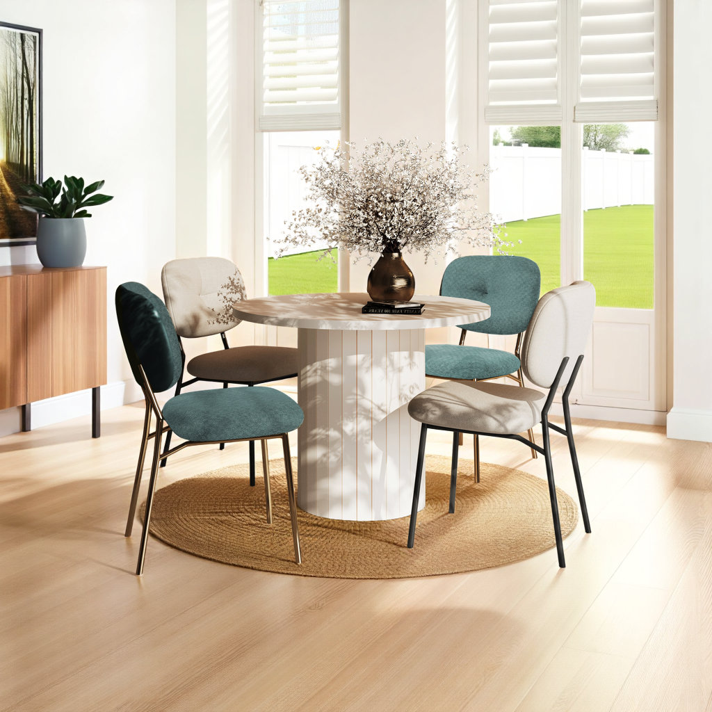George Oliver 4-Piece MDF Dining Set with Stain-Resistant Fabric ...