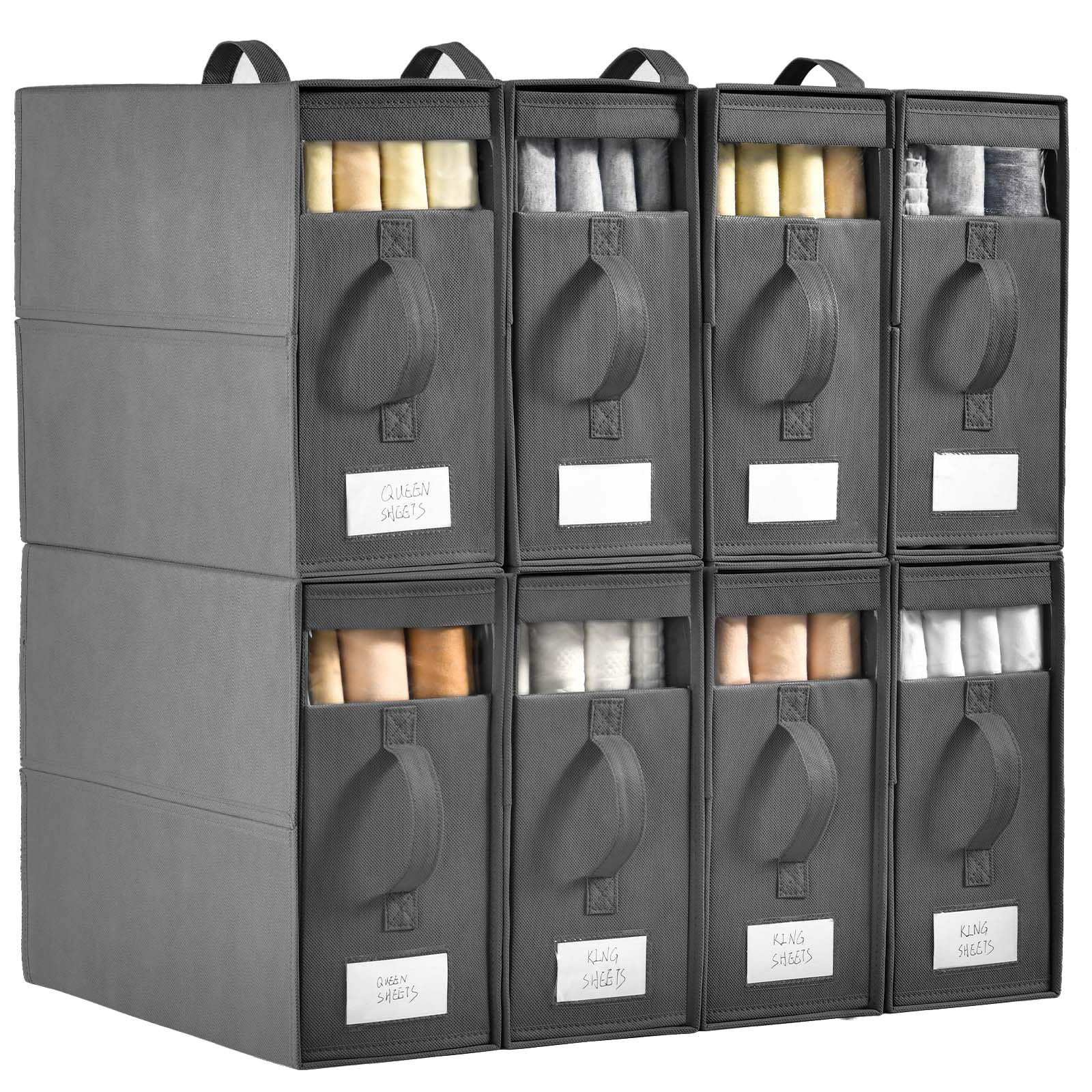 Hokku Designs Linen Closet Organizers And Storage, 8 Pack Foldable ...