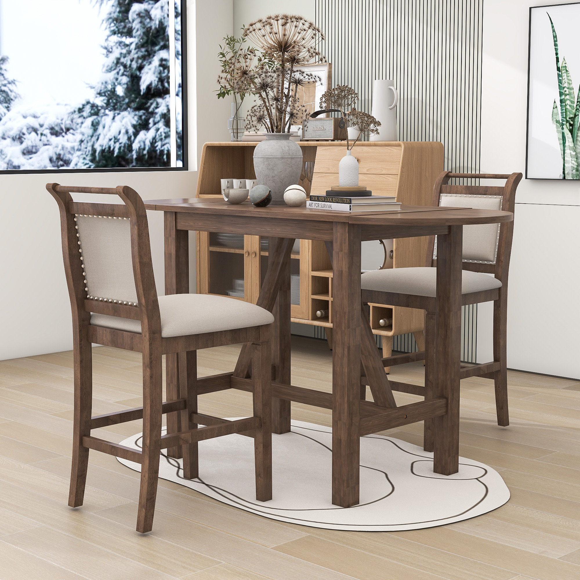 August Grove® Bibeta 3 - Piece Extendable Trestle Dining Set, Wood ...