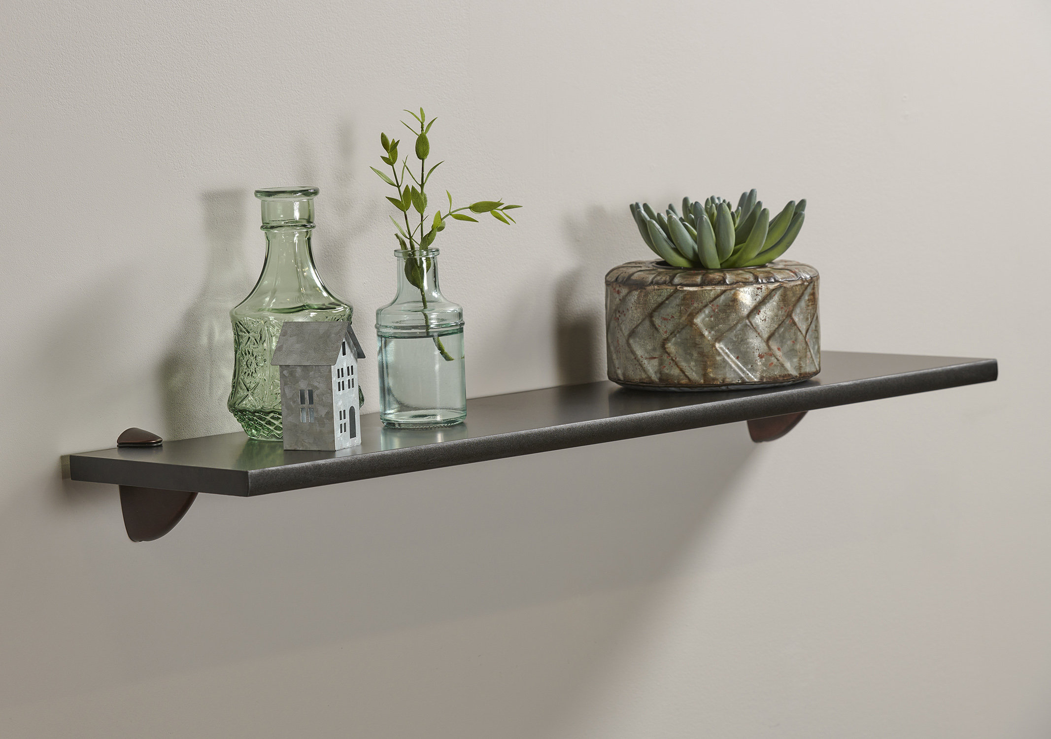Ebern Designs Gallery 8X32 Black Shelf Kit With Pelican Brackets | Wayfair