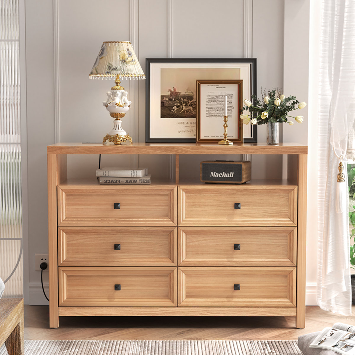 Charlton Home® Geonte 6-Drawer Dresser 47"W Double Dresser, Heavy-Duty ...