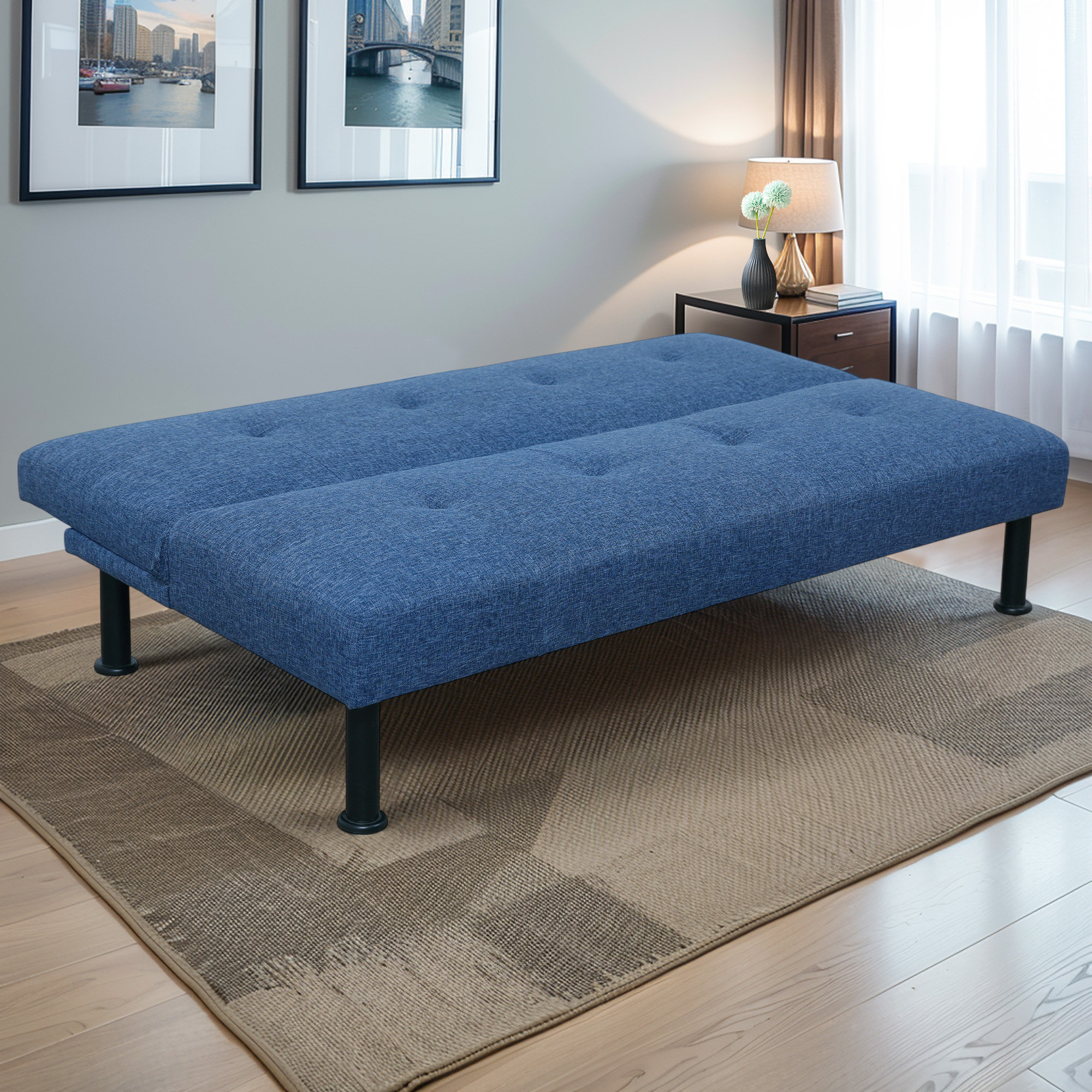 Ebern Designs Linen Sofa Bed With Adjustable Backrest, Convertible ...