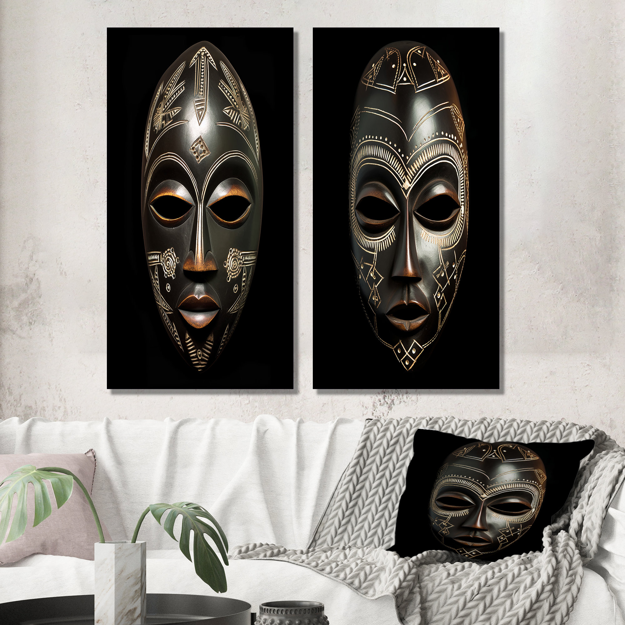 Red Barrel Studio® " Ethnical Traditional African Mask IV " 2 - Pieces ...