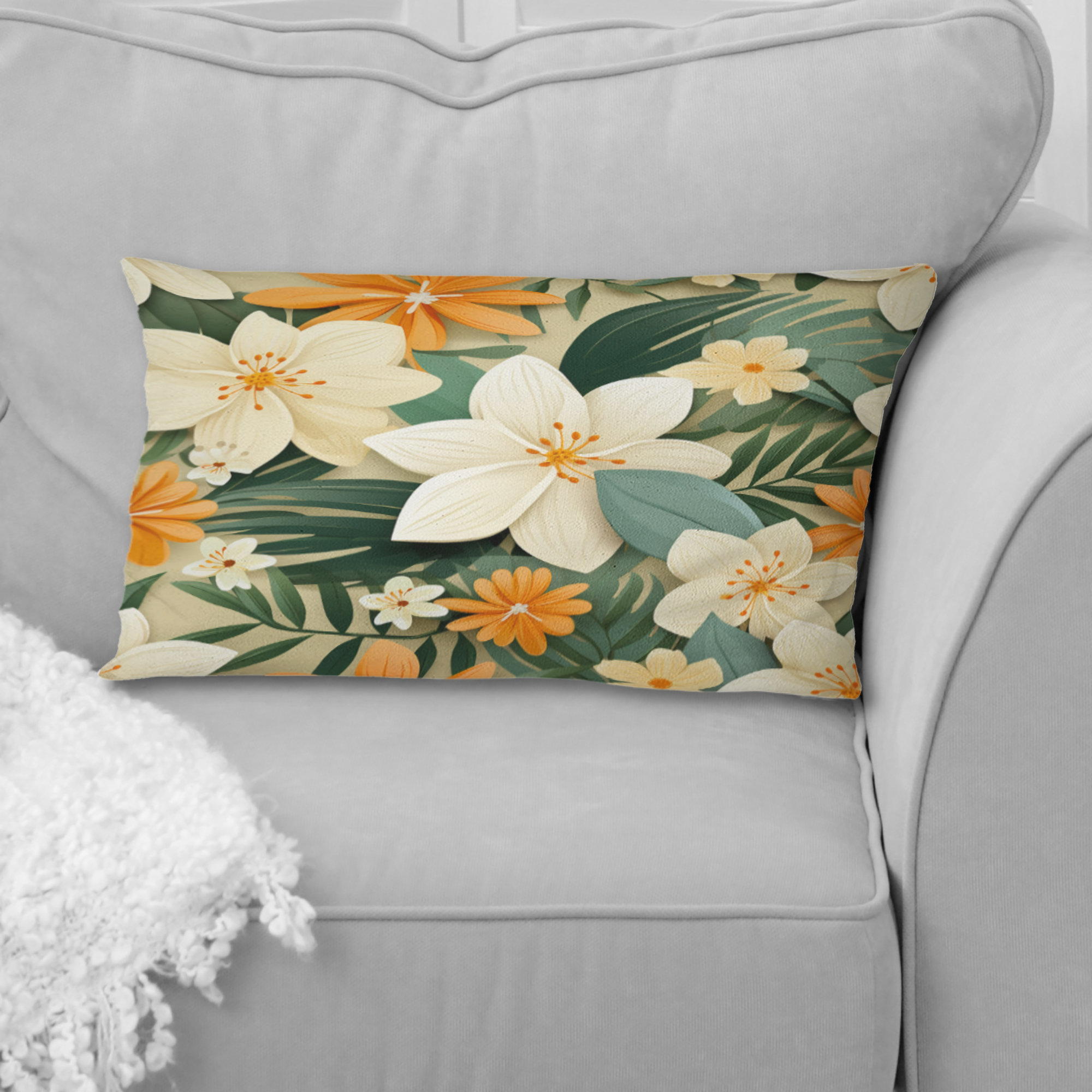 Design Art Mango Bloom Tropical Pattern II - Tropical Printed Throw ...