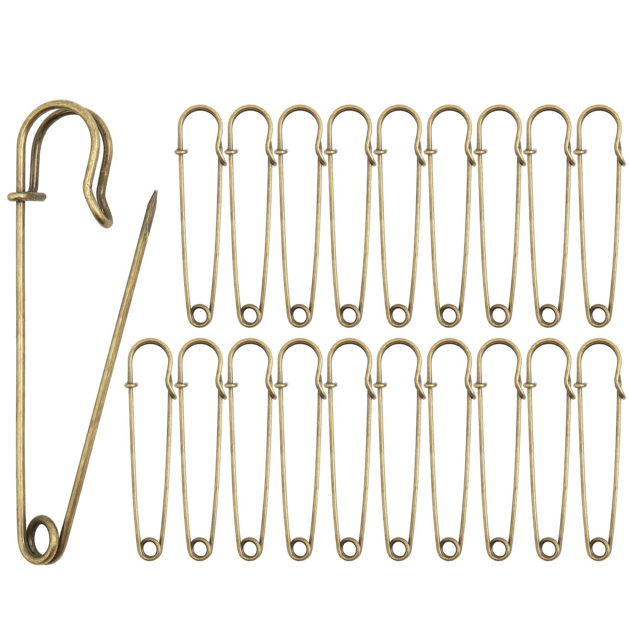 Rebrilliant 3Inch Large Safety Pins Pack of 20 Heavy Duty Metal Clothes ...