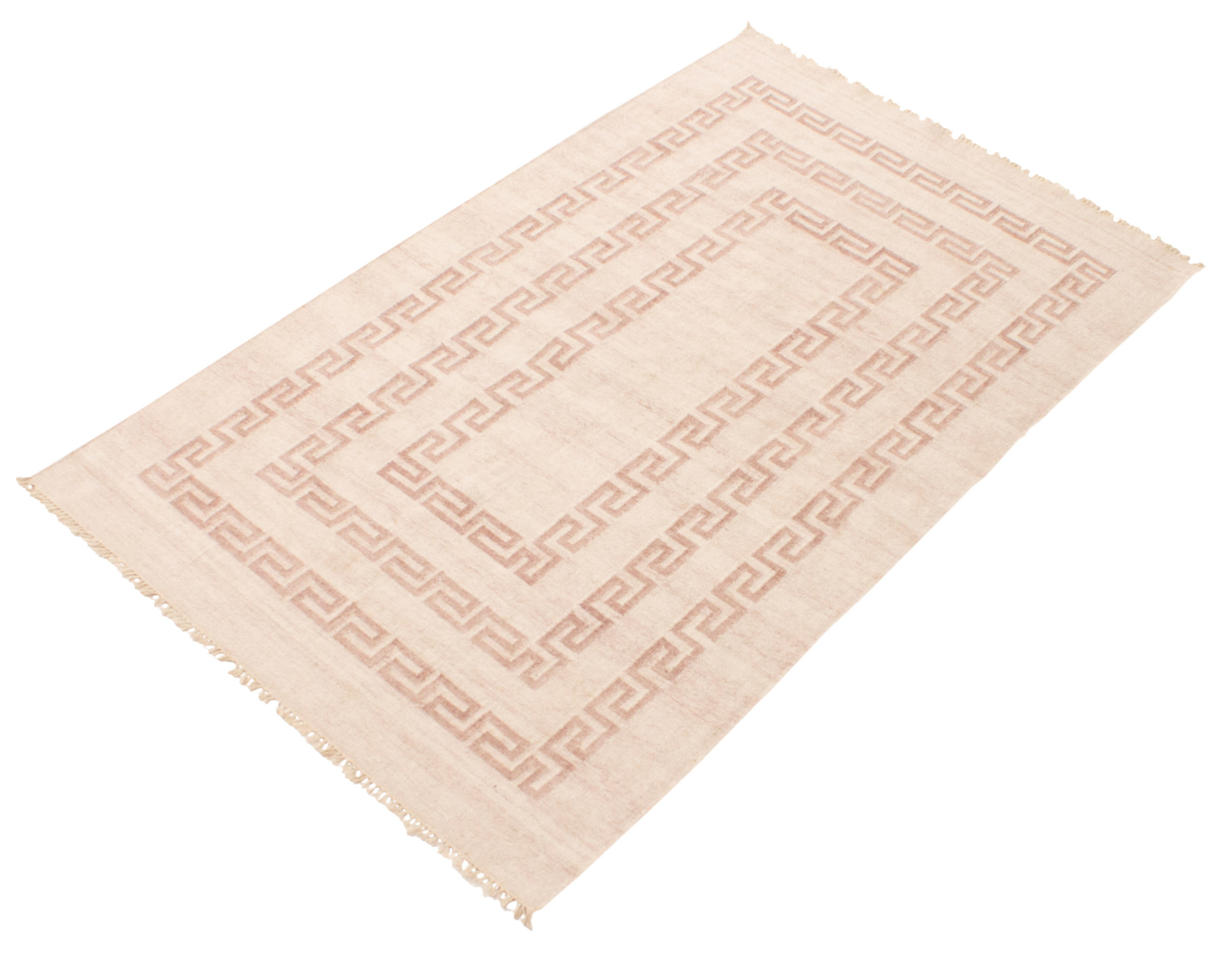 Dakota Fields Omar Geometric Handmade Flatweave Wool Ivory/Beige Area ...