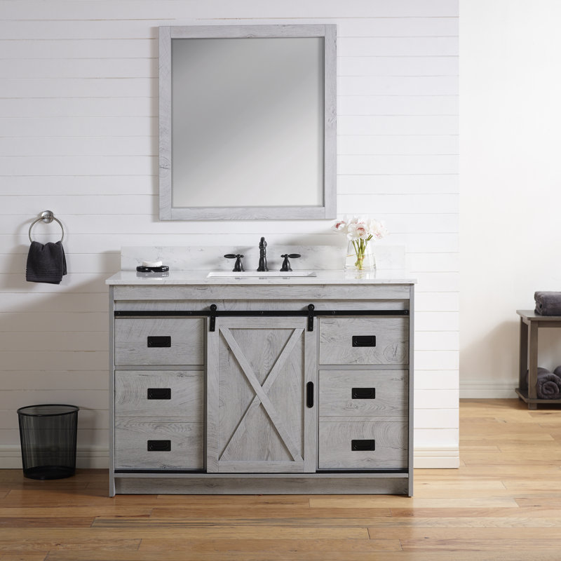 Sand & Stable Jillian 48'' Single Bathroom Vanity with Engineered Stone ...