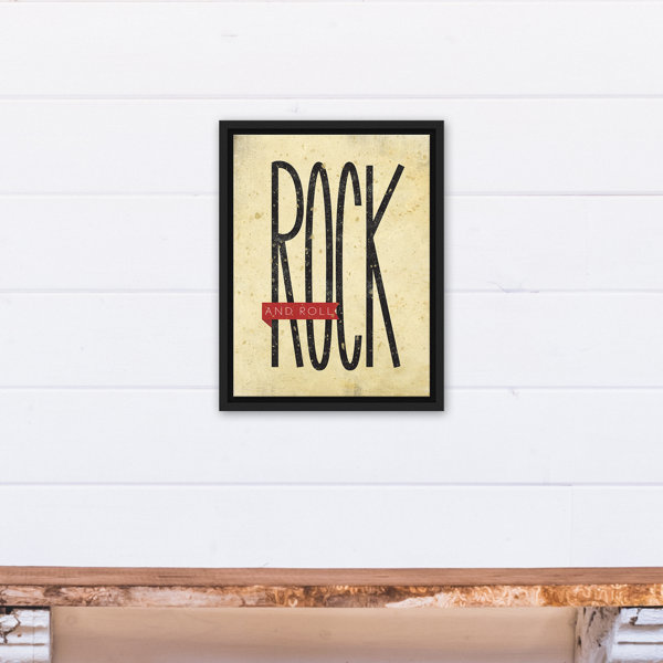 Trinx Rock And Roll Type Framed On Canvas Print | Wayfair