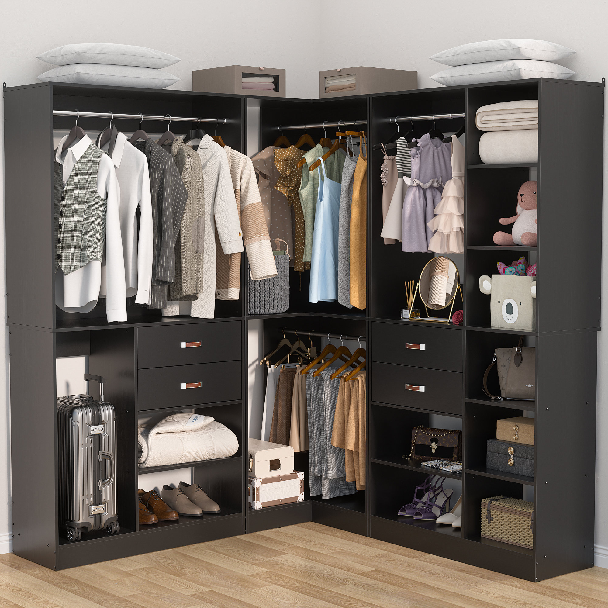 Rebrilliant Natashia 71'' - 110'' W Freestanding Closet System with ...