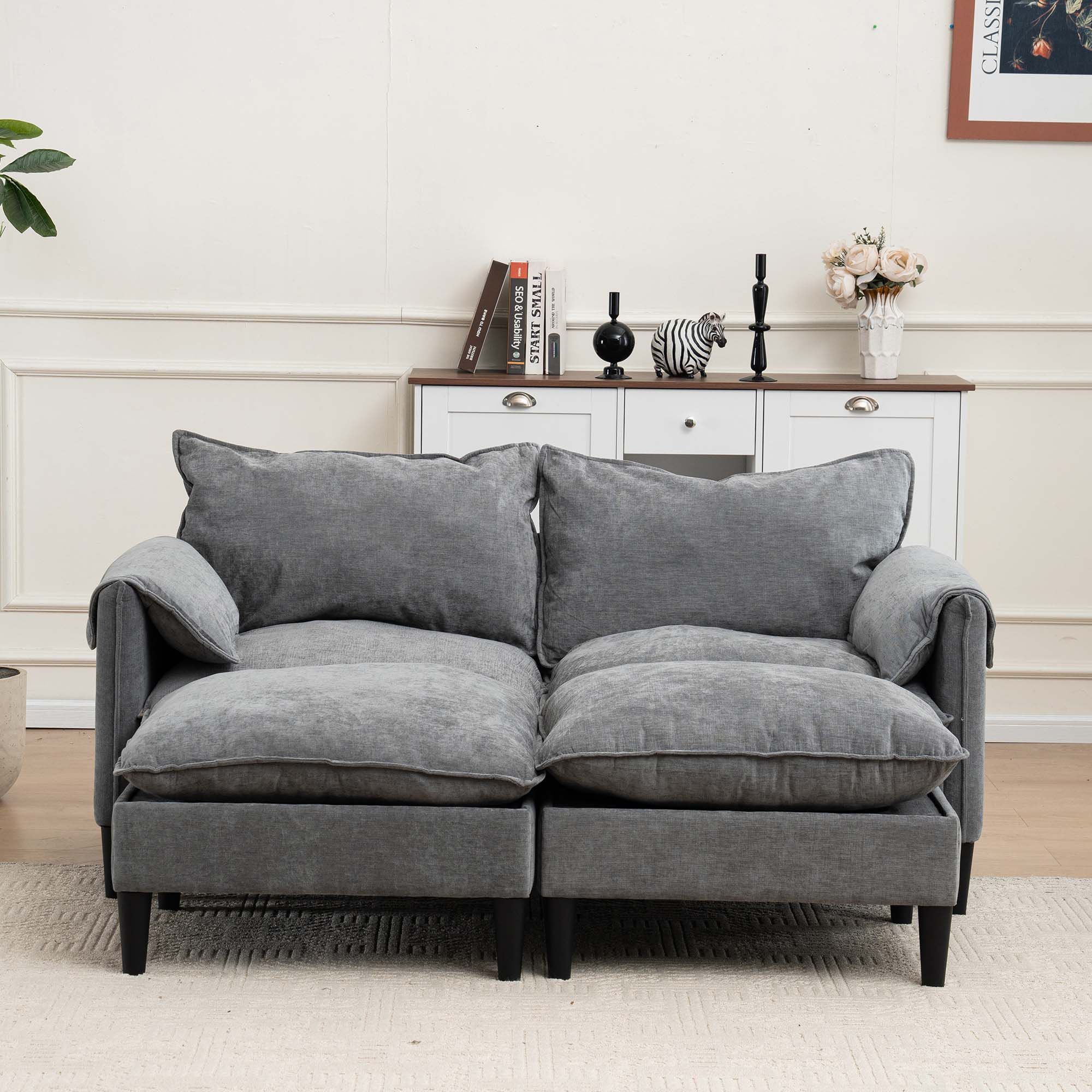 Ebern Designs 2-Seater Combination Sofa With Footstools - Wayfair Canada