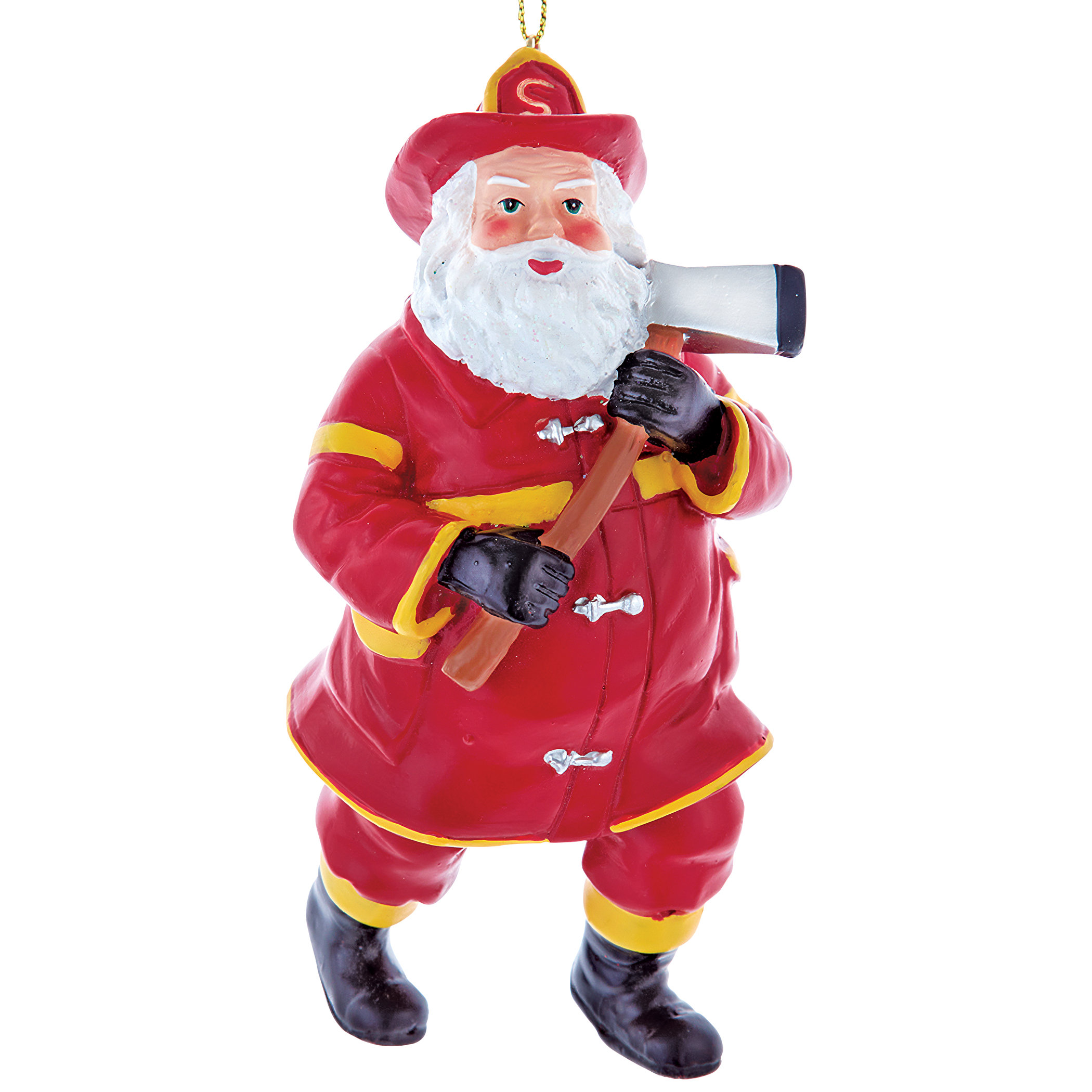 Alcott Hill Hand-Painted Fireman Santa Claus Christmas Ornament | Wayfair