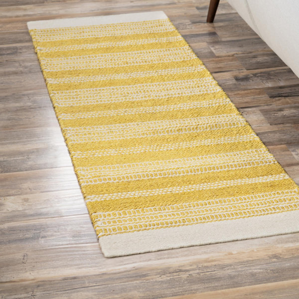 Dovecove Hand Knotted Yellow/White Rug | Wayfair