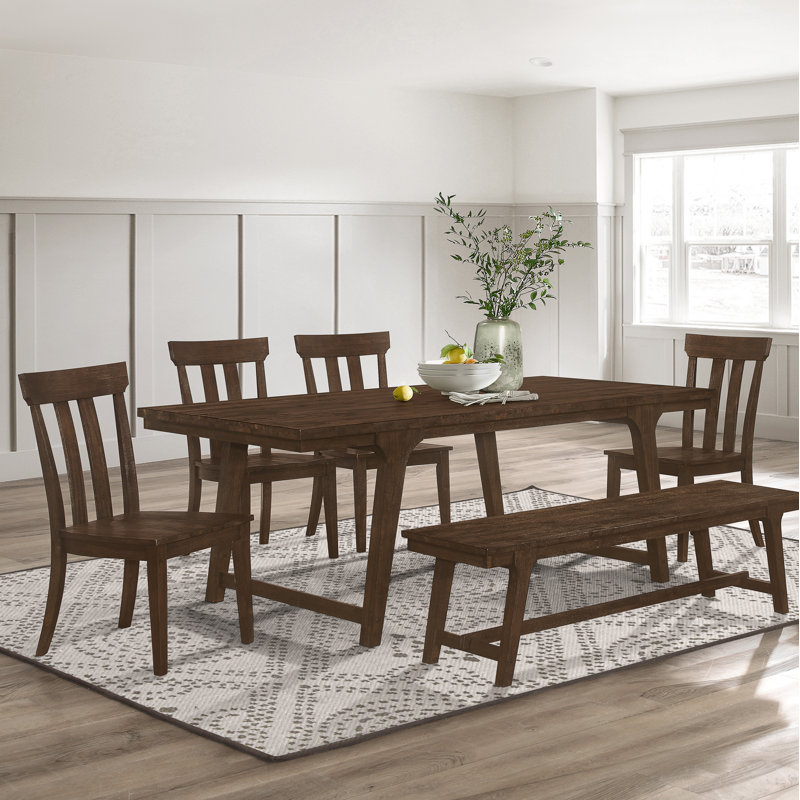 Millwood Pines Clotee 6 - Piece Dining Table Set in Brown | Wayfair