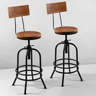 Williston Forge Industrial Bar Stool-Adjustable Swivel Round Wood Metal ...