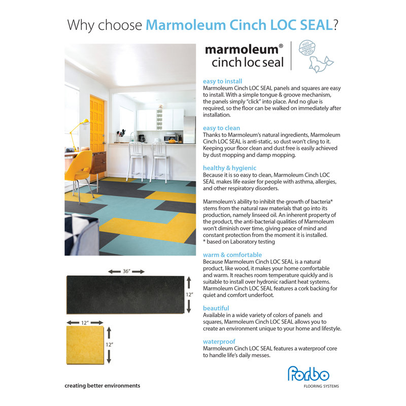 Forbo Marmoleum Cinch Loc Seal 11.81” x 11.81” x 9.9mm Laminate ...