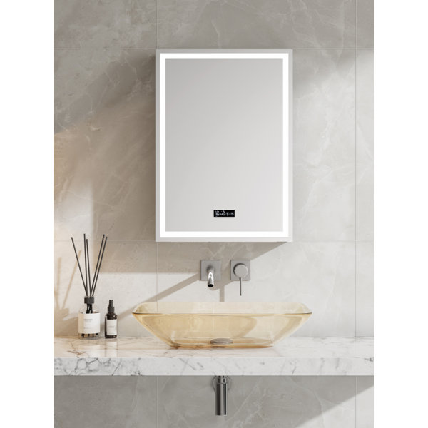Wrought Studio Led Tempered Glass Medicine Cabinet Copper-Free Mirror ...