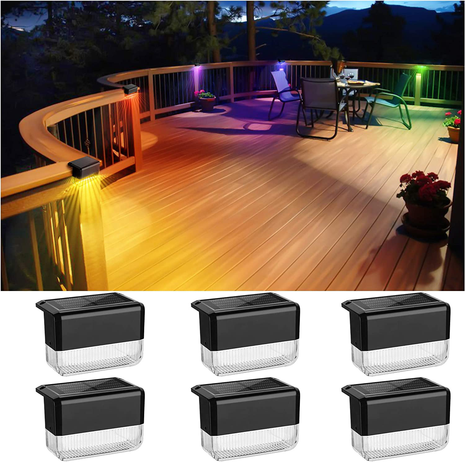 Haitral Satin Black Solar Powered Integrated LED Deck Light Kit ...