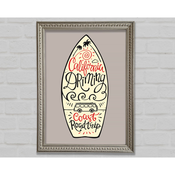 Happy Larry California Surf Board Framed Print | Wayfair.co.uk