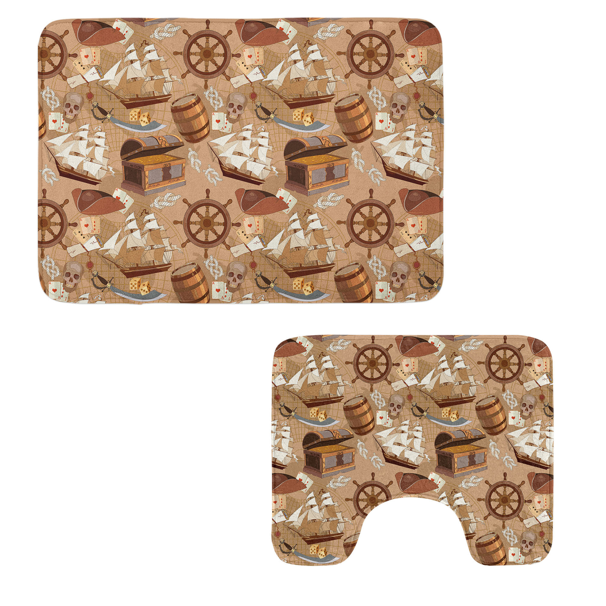 East Urban Home Pirates Bathroom Rug Set 2 Pieces Rectangle & Contour ...
