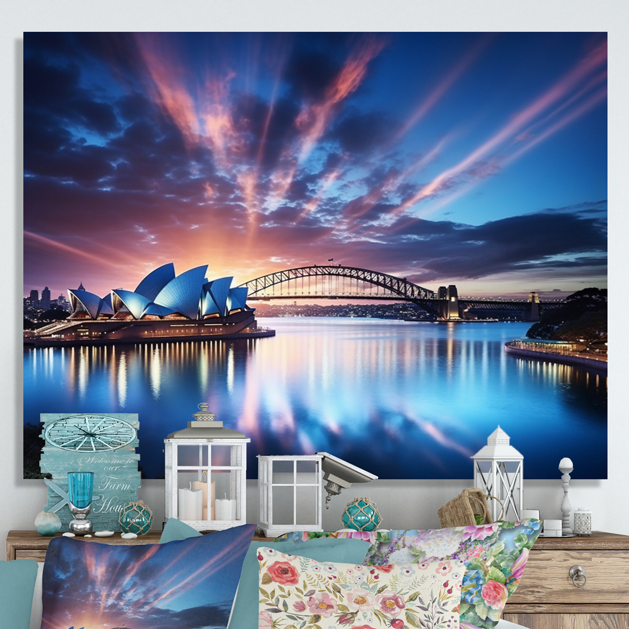 Ebern Designs Australia Sydney Icons II Framed On Canvas Print | Wayfair