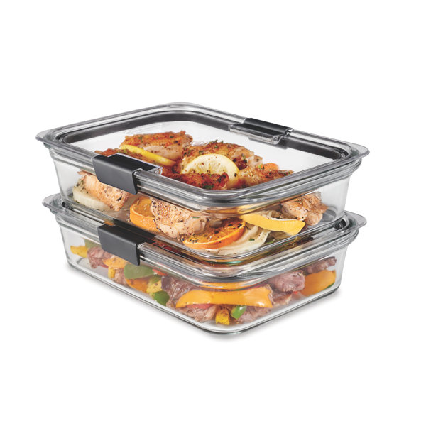 Rubbermaid Brilliance Glass Food Storage Containers with Lids, 8 Cup, 2 ...