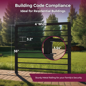 CR Home Horizontal Metal Deck Railing, 4ft Wide Residential Handrail ...