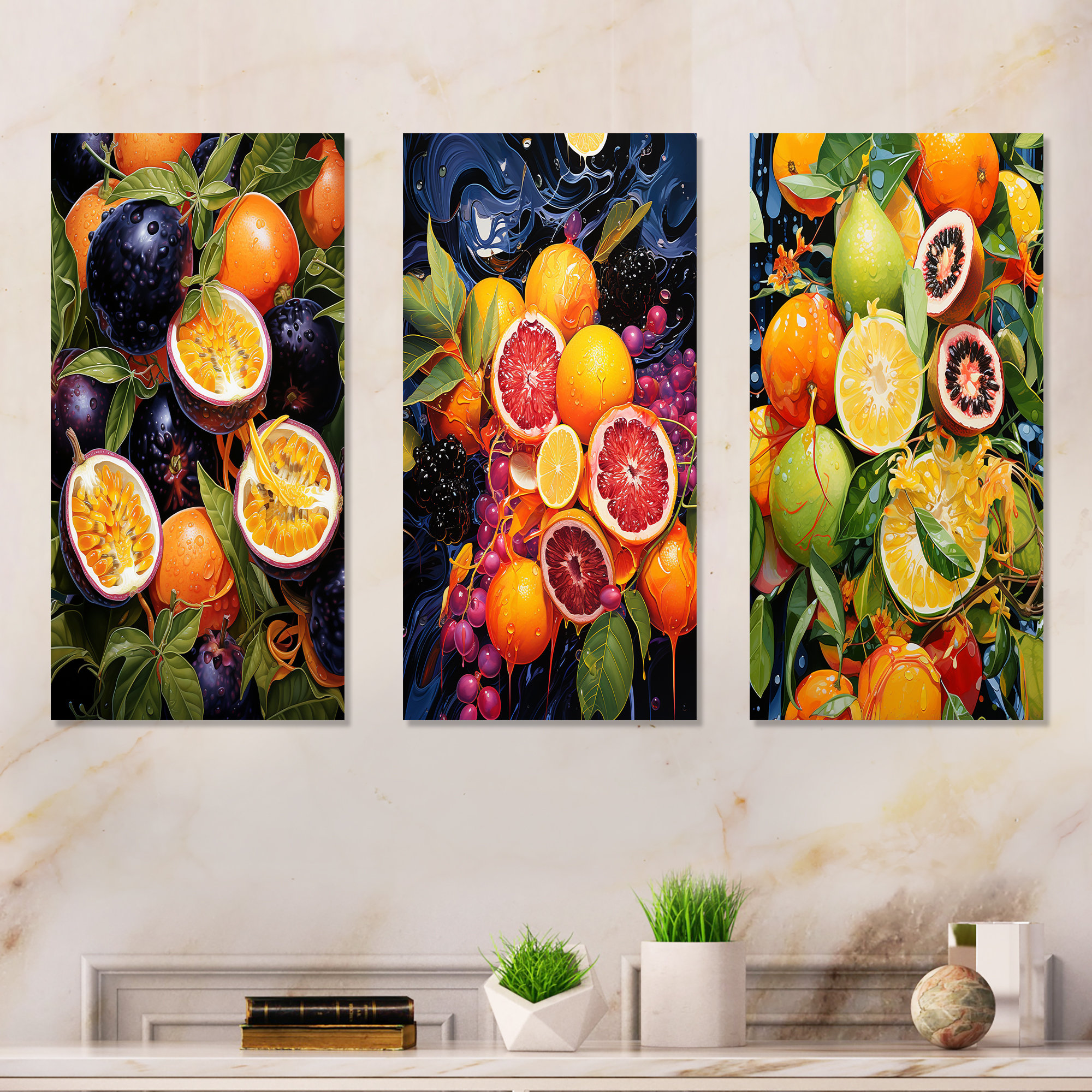 Gracie Oaks Electric Ebony Passionfruit Pulse - Fruits Canvas Art Print ...
