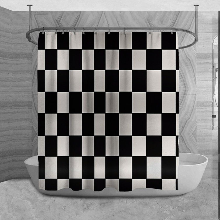 Bless international Checkered Shower Curtain Tartan Bathroom Decor ...