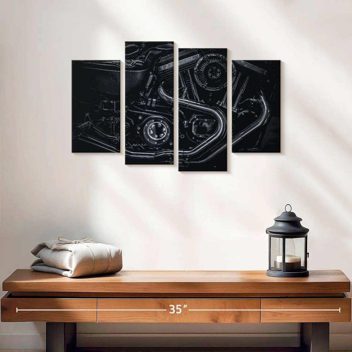 Ebern Designs Mehar Monochromatic Motorcycle Engine | Wayfair