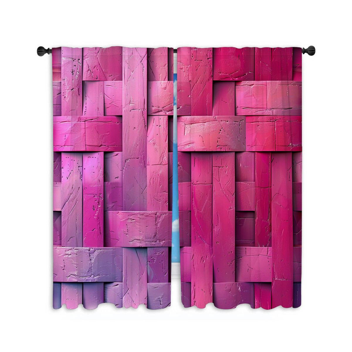 VisionDecor Wood Panels Window Curtains Art Textured Surface Drapes - 2 ...