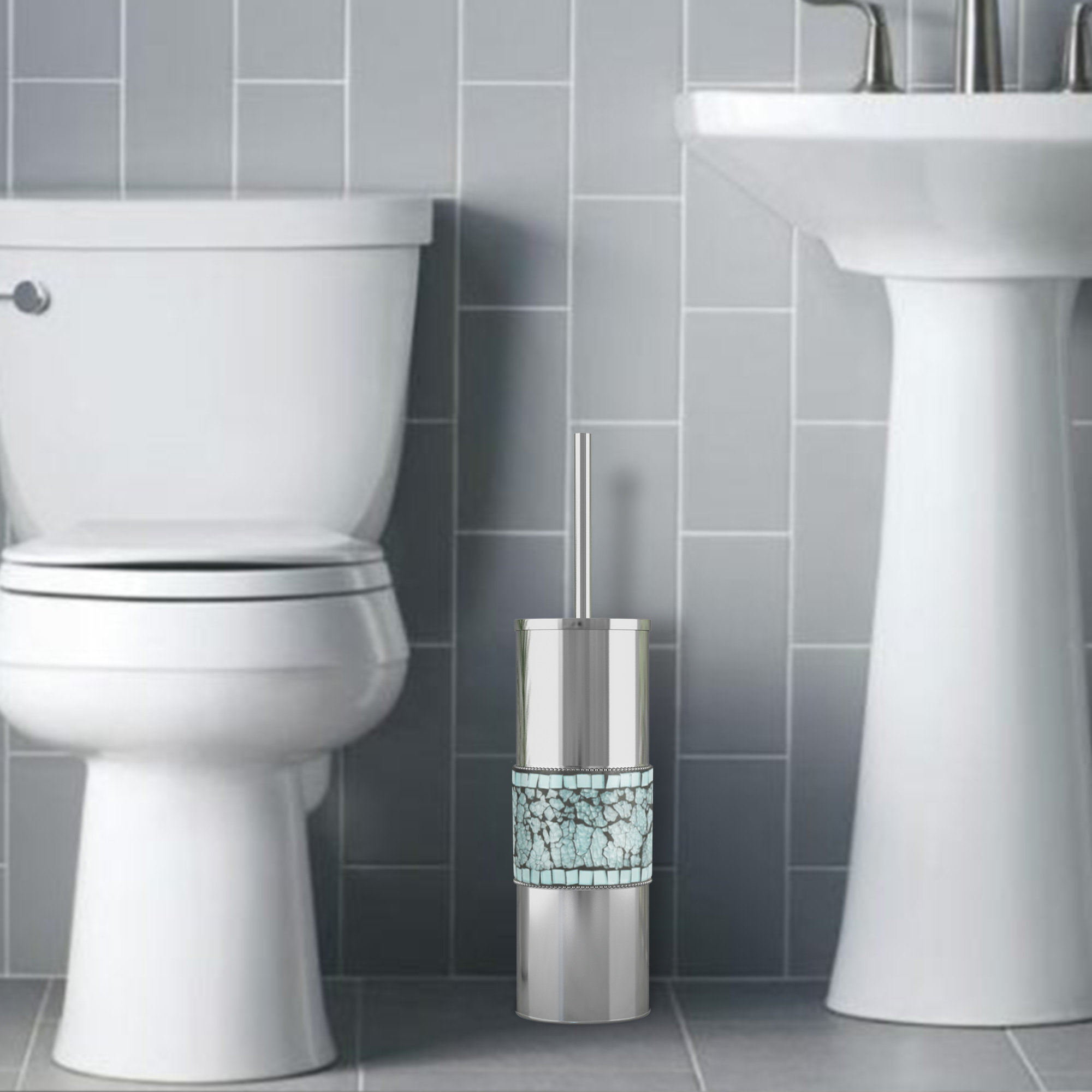 Rosdorf Park Burna 15in. H Free Standing Toilet Brush and Holder ...