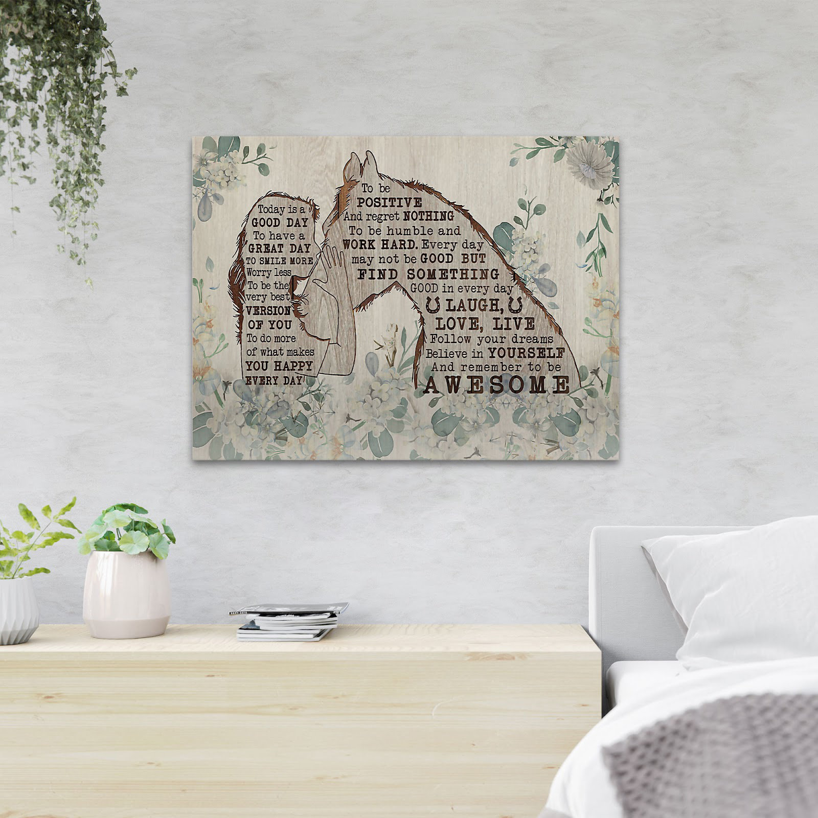 Trinx Girl Kissing A Horse - Today Is A Good Day - 1 Piece Rectangle ...