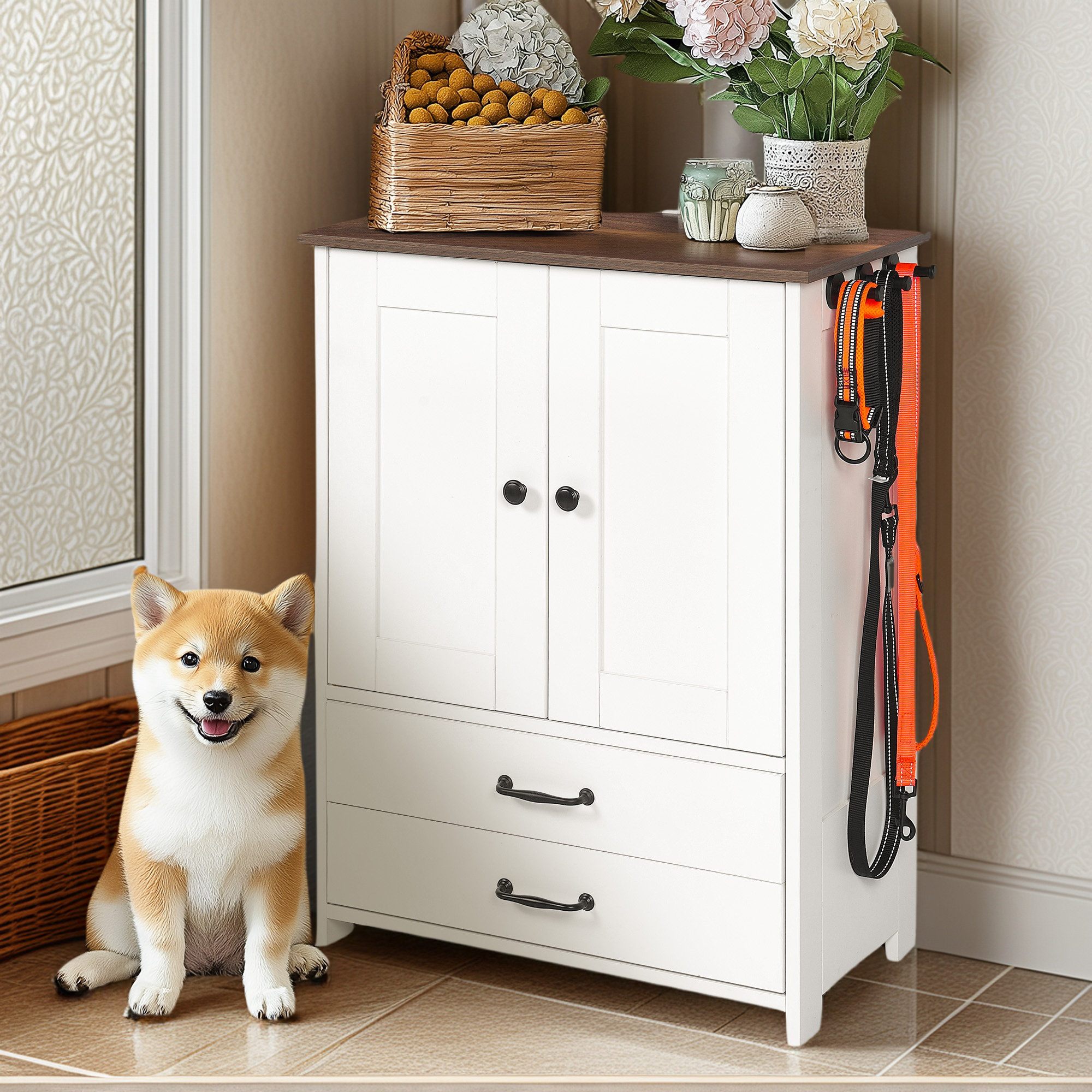 Archie & Oscar™ 14"W Multi-Functional Dog Crate,Dog Feeding Station ...