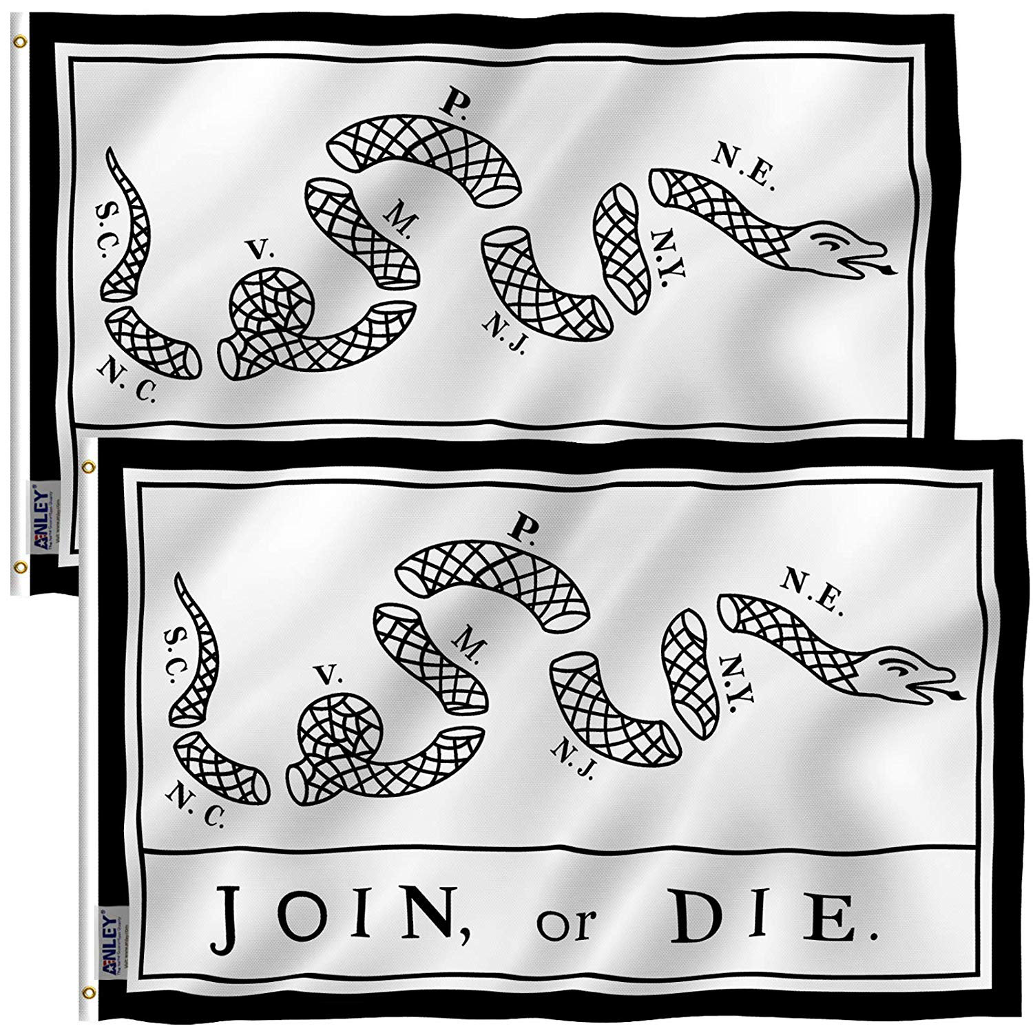 ANLEY Join or Rattlesnake Flags Polyester 36 x 60 in. House Flag (Set ...