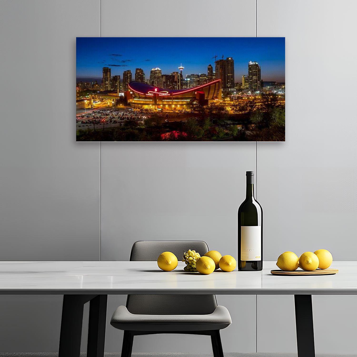 Dovecove Canvas Wall Art calgary skyline night stadium view pictures ...