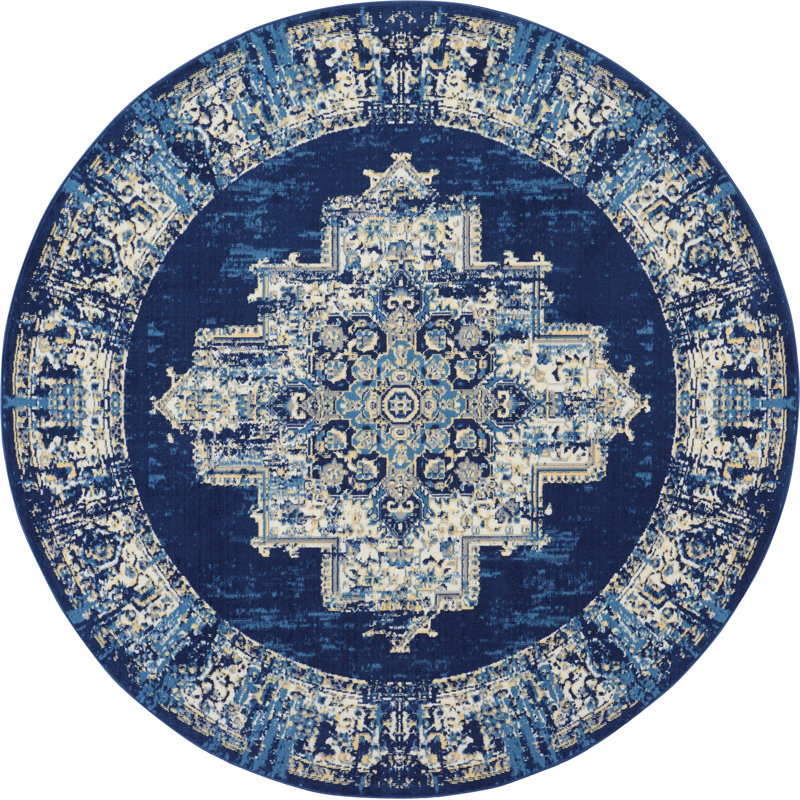 Bungalow Rose Burnie Oriental Blue/White Area Rug & Reviews | Wayfair