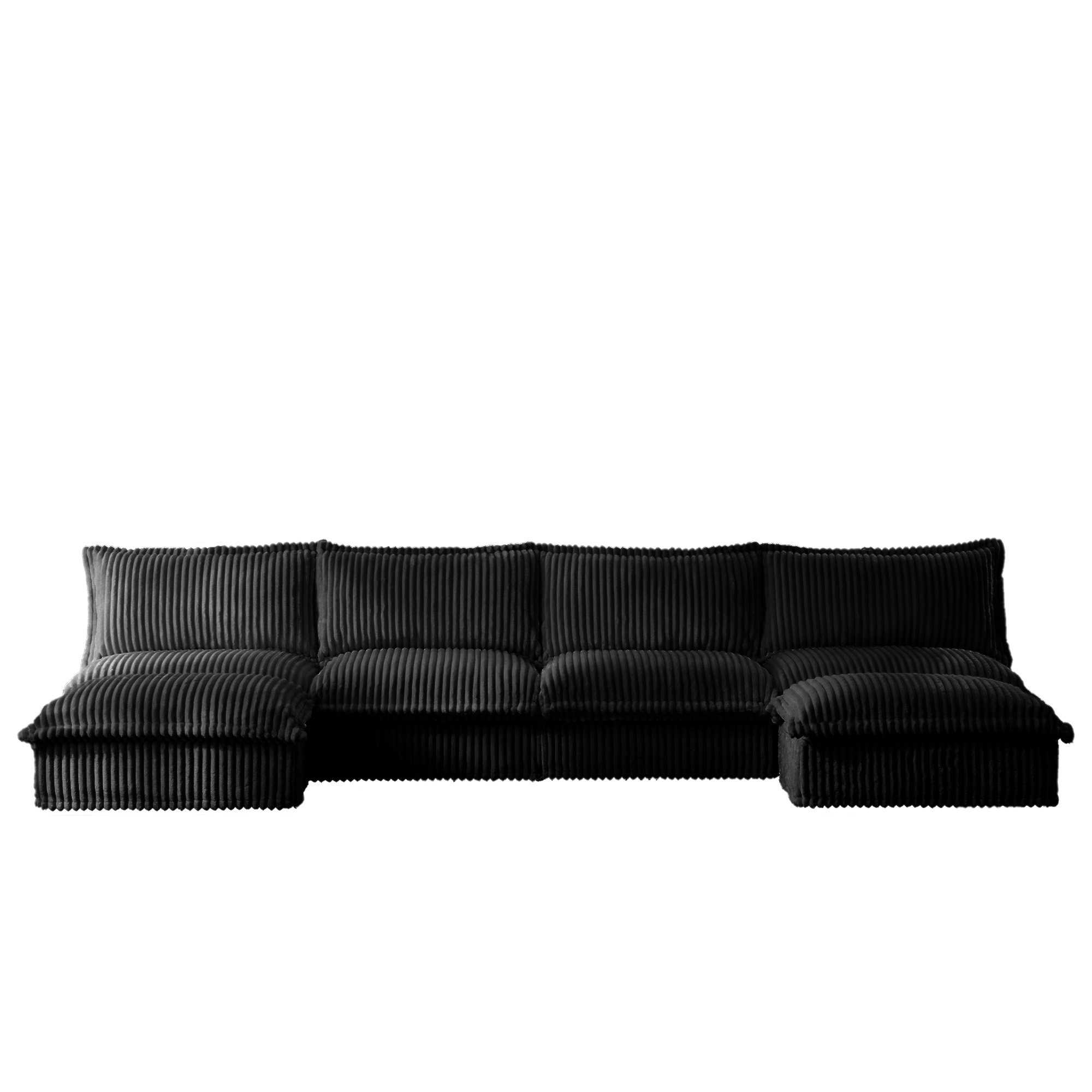 Latitude Run® Slipcovered U 4 Seater Shape Sectional Long Sectionl Cocuh, Armless Sectional Sofa ...
