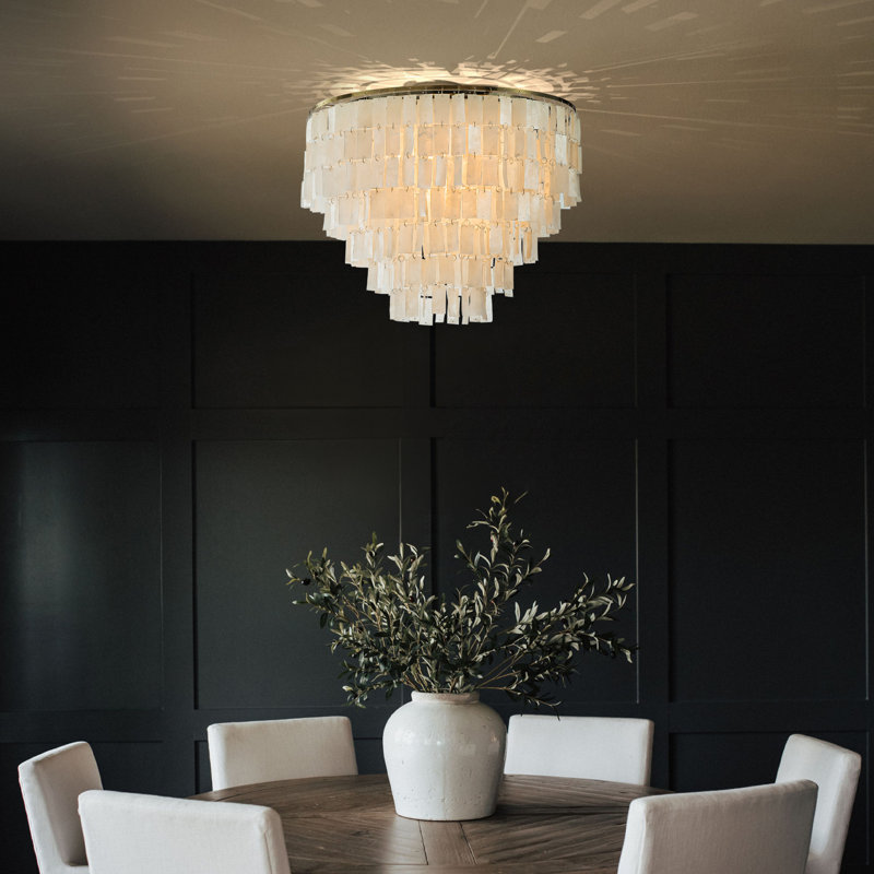 Rosecliff Heights Chelonda 6-Light 26" Modern Coastal Capiz Tiered ...