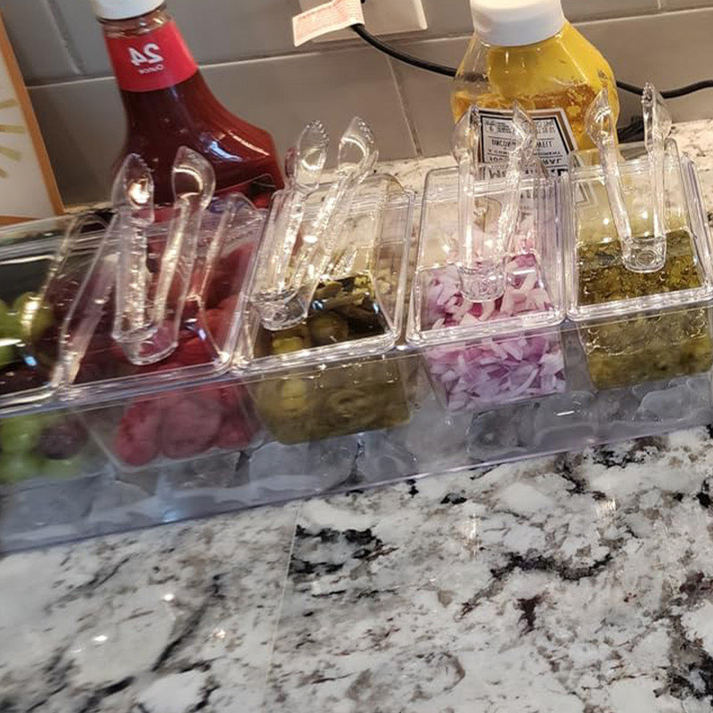 Prep & Savour Ice Chilled Condiment Caddy with 5 Containers(2.5 cup ...