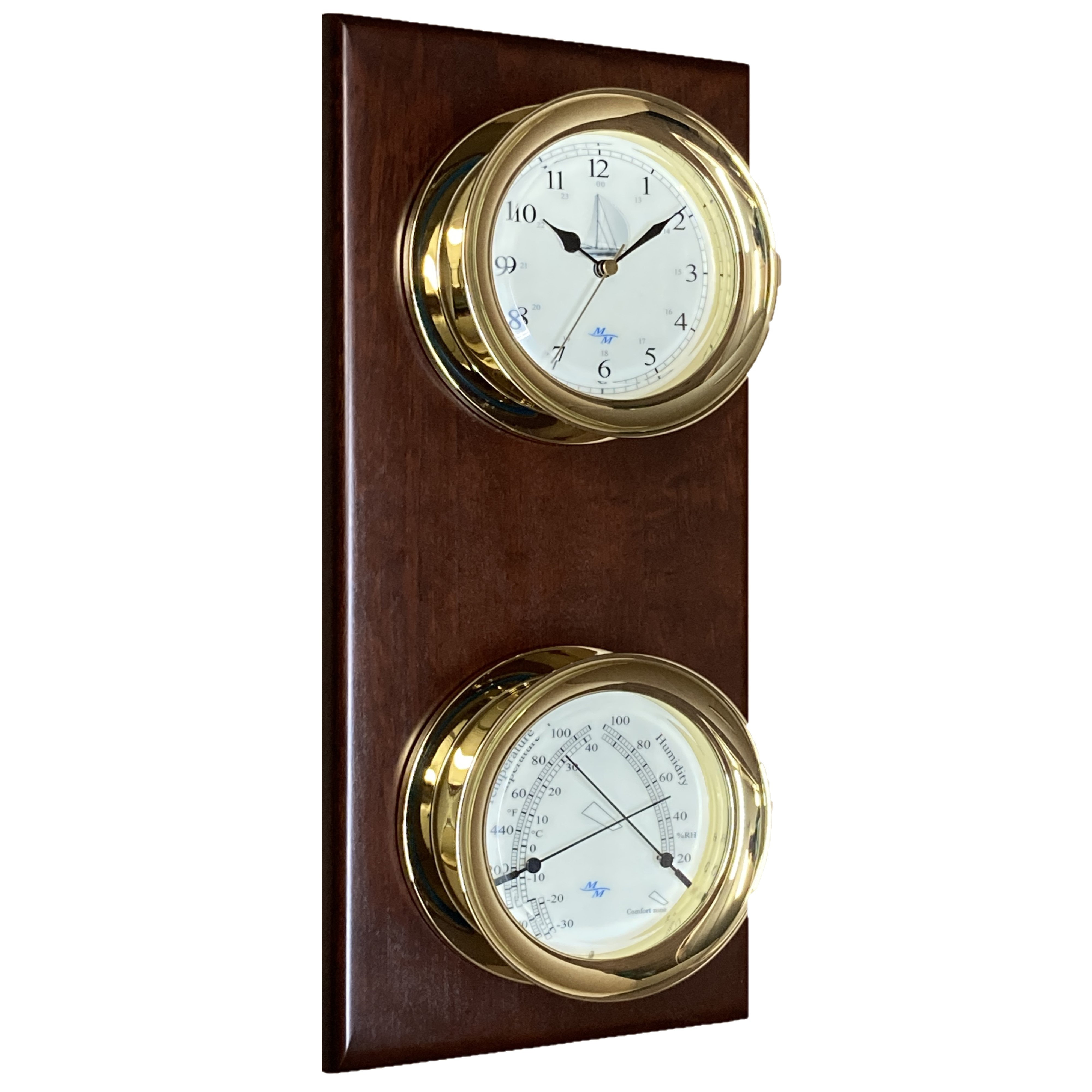 Master-Mariner 5.85 Windlass Clock And Comfortmeter On A Mahogany ...