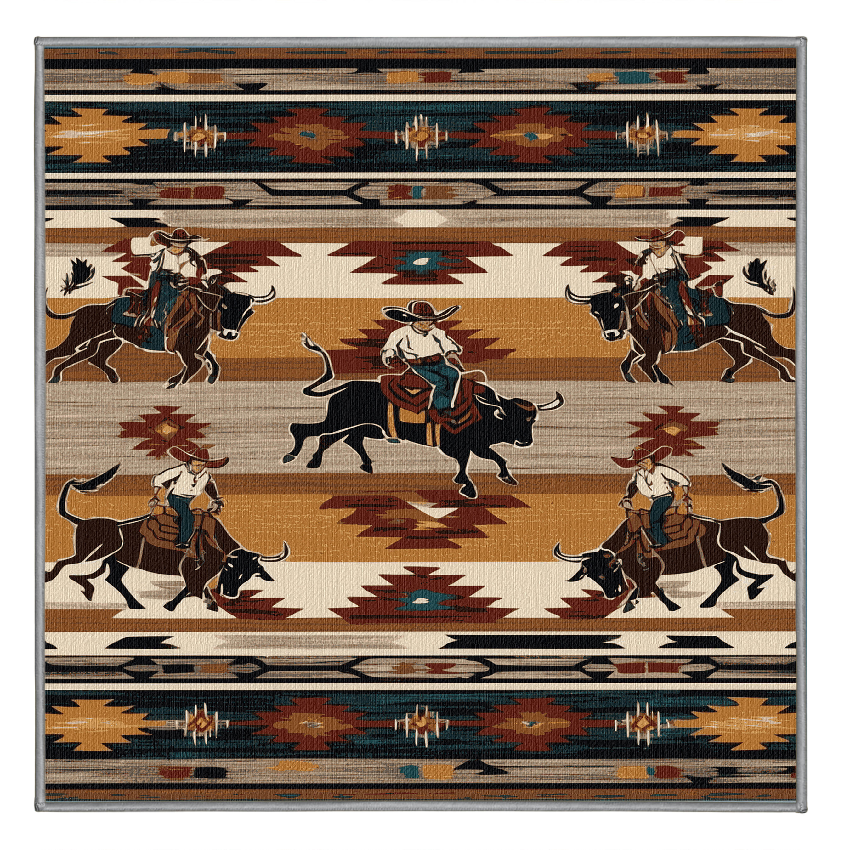 Foundry Select Washable Bull Rider Southwestern Area Rug | Wayfair