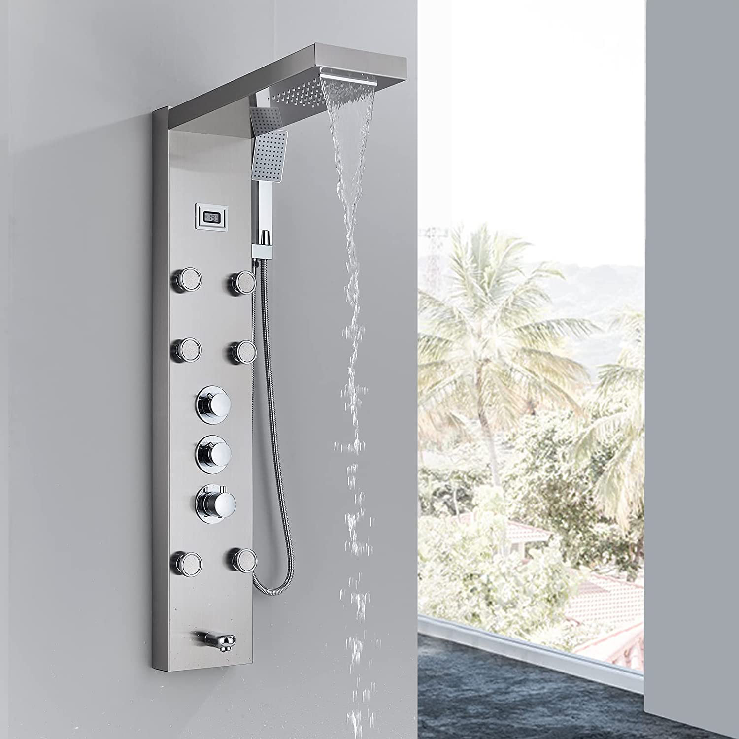 Senlesen Thermostaic Shower Panel Tower Rain&waterfall Massage System ...