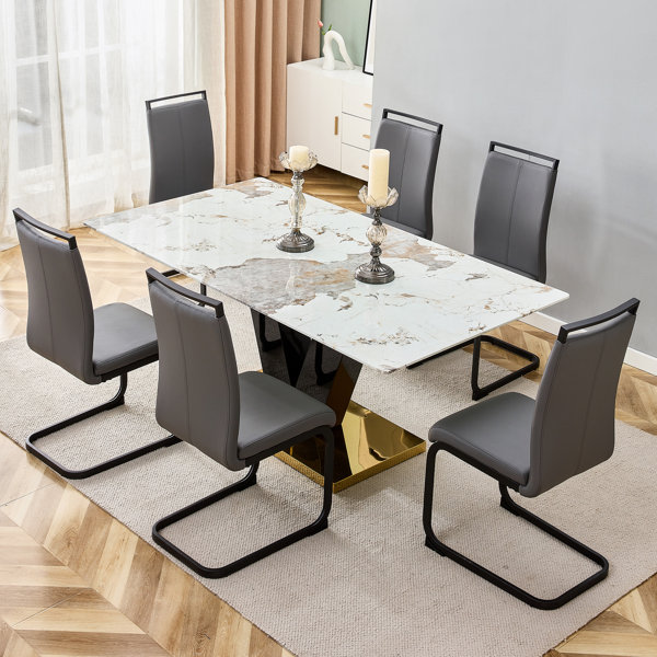 Orren Ellis 7 - Piece Marble Dining Table set & Reviews - Wayfair Canada